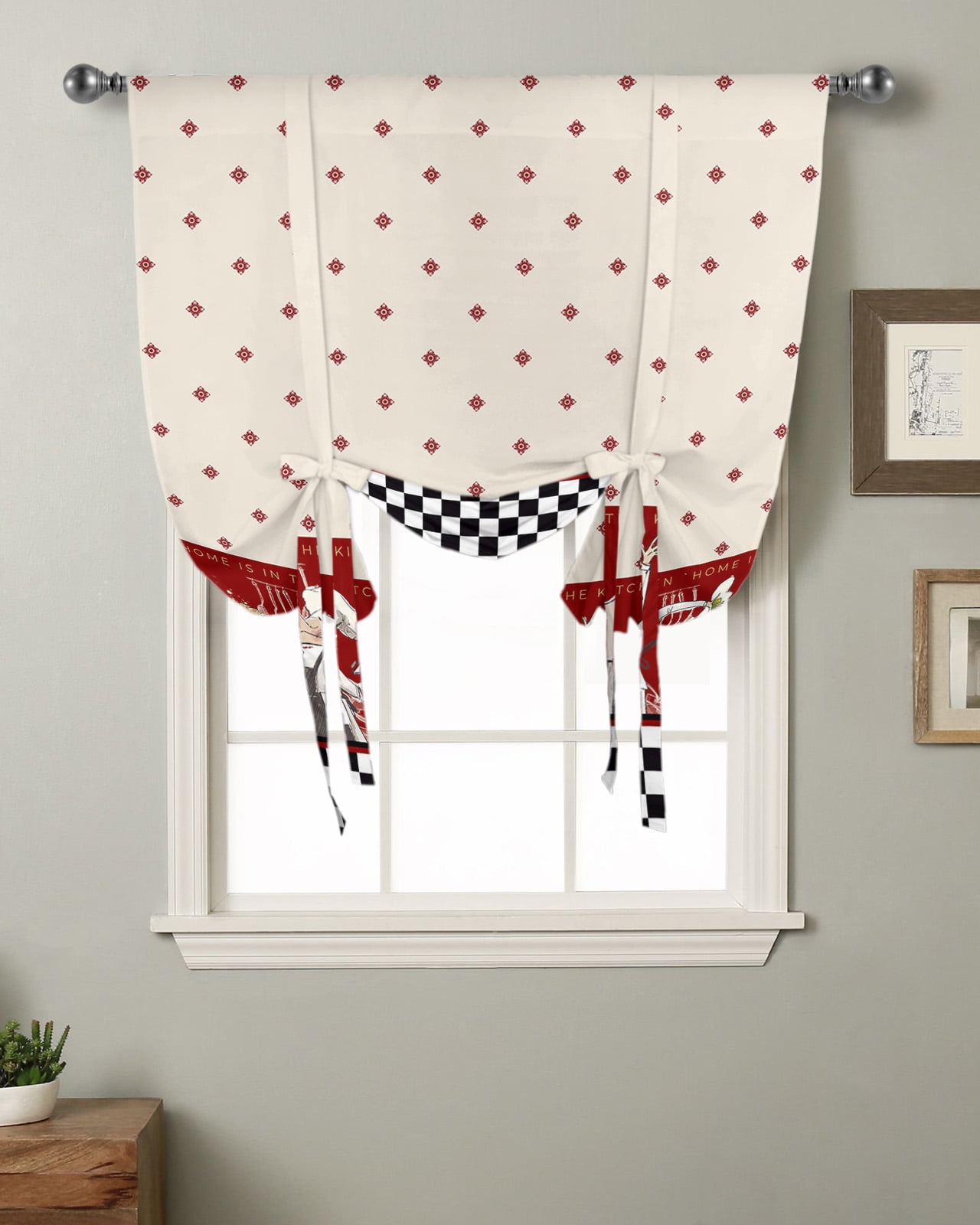 Black White Chefs Kitchen Food Retro Kitchen Short Window Curtain ...