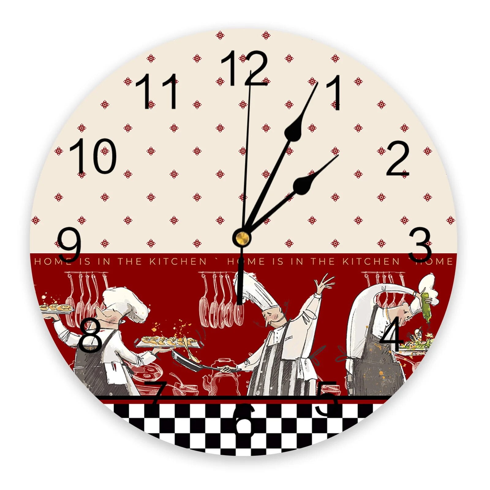 Black White Chefs Kitchen Food Retro Wall Clock Modern Design Living ...