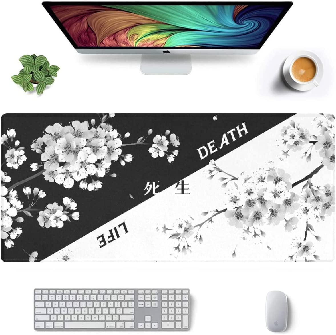 Black and White Cherry Blossom Gaming Mouse Pad XXXL, Life Or Death ...
