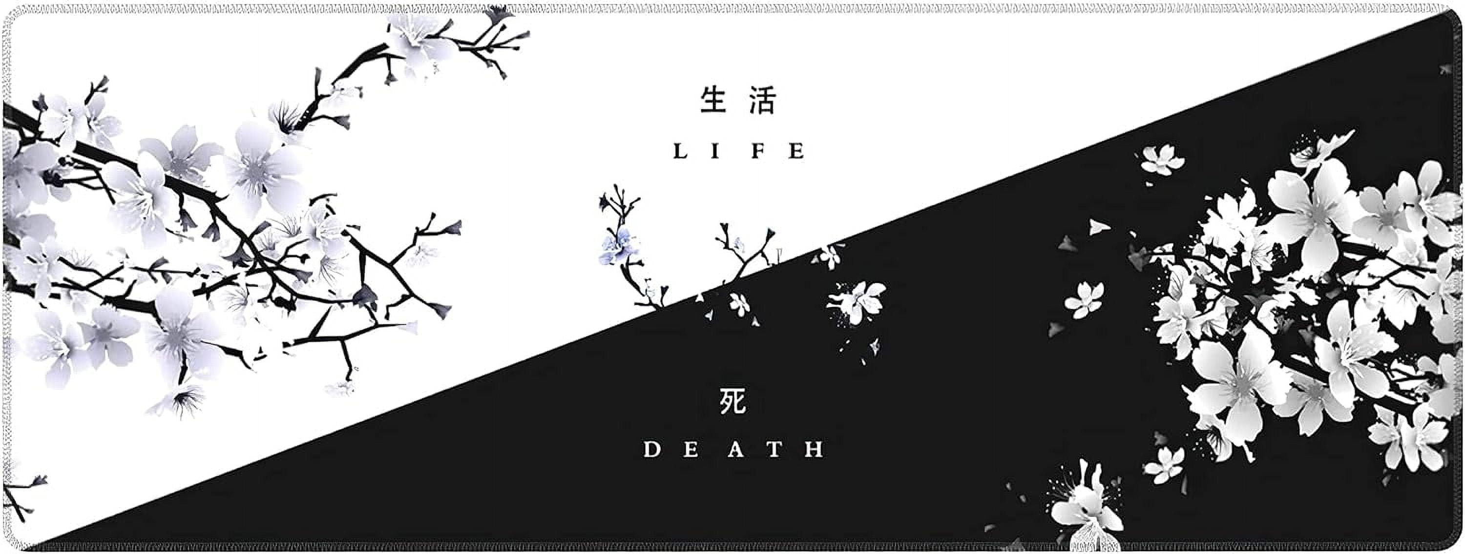 Black White Cherry Blossom Mouse Pad Japanese Sakura Death Life Flower ...