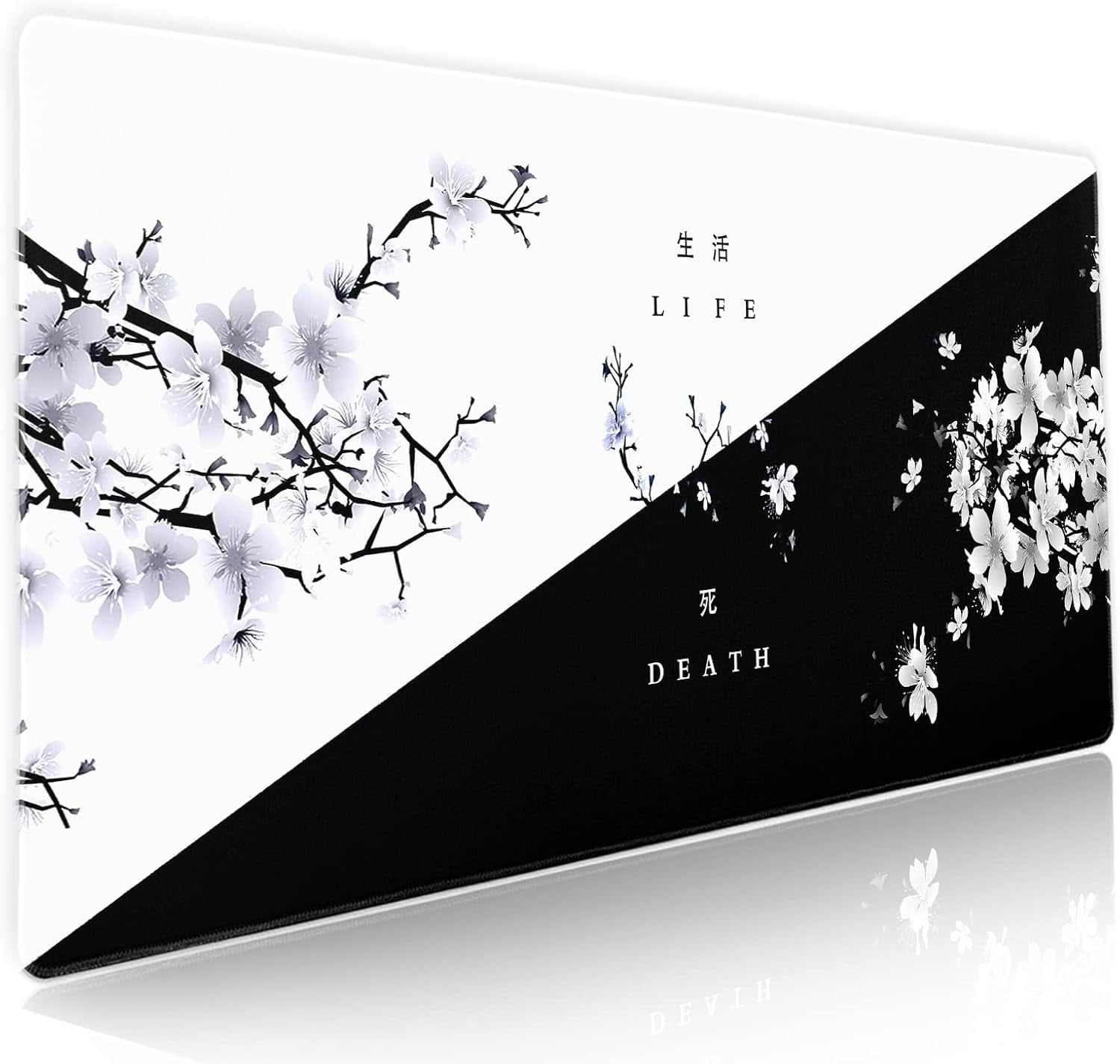 Black White Cherry Blossom Mouse Pad Japanese Sakura Death Life Flower ...