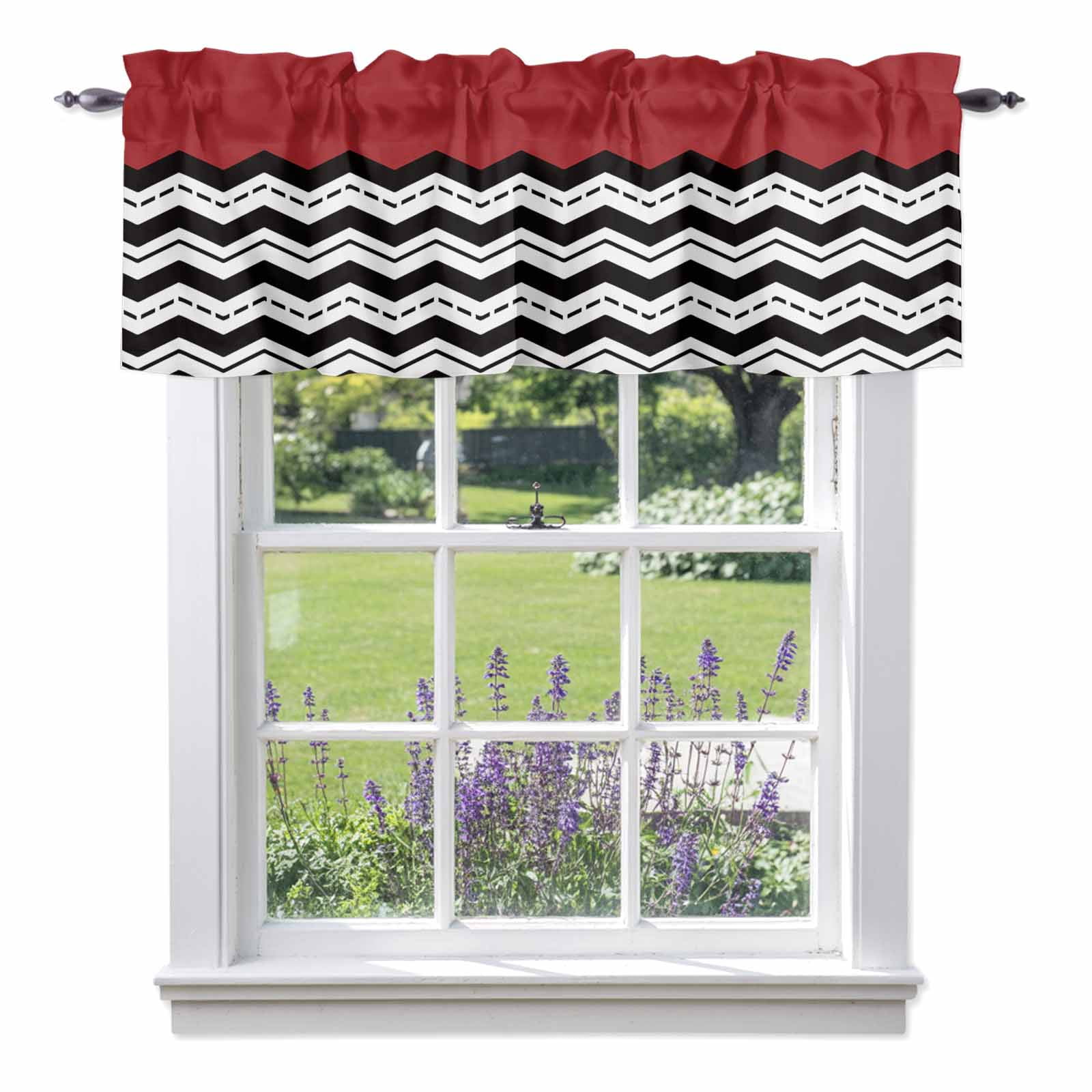 Black White Chevron Kitchen Curtain Valances for Windows Farmhouse ...