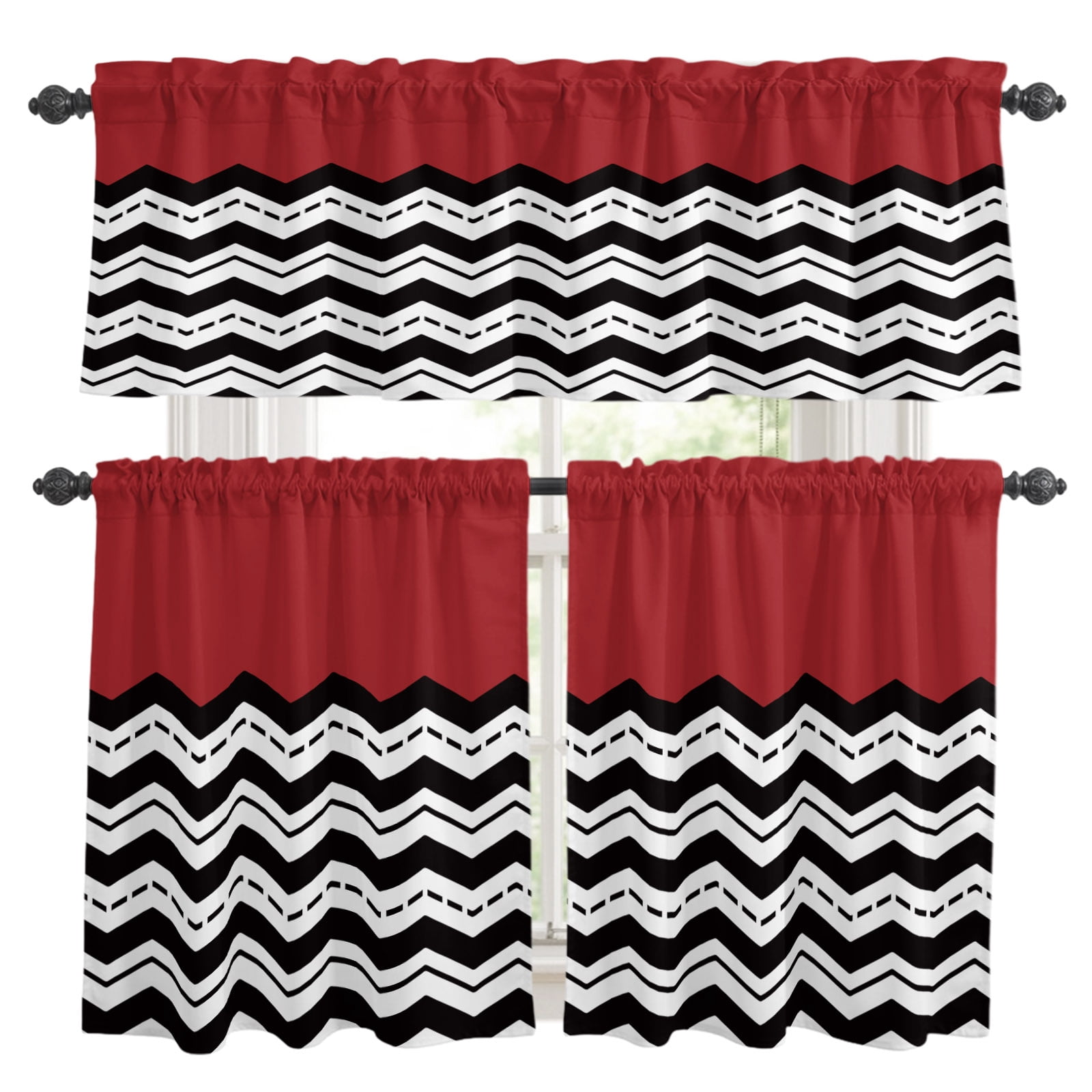Kitchen Curtains Red And White