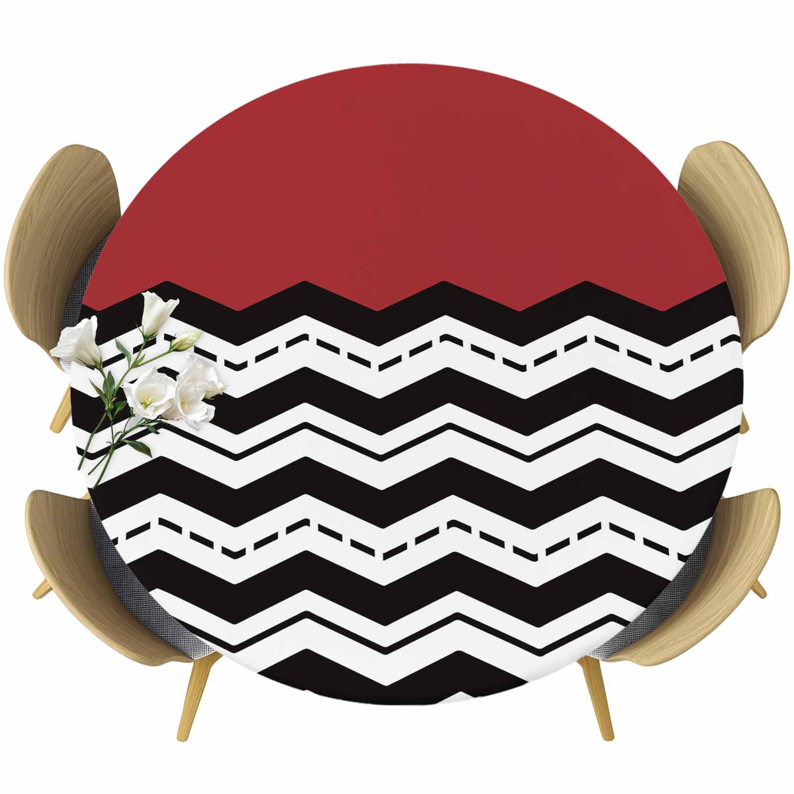 Black White Chevron Round Tablecloth 55-60 Inch Round Fitted Table ...