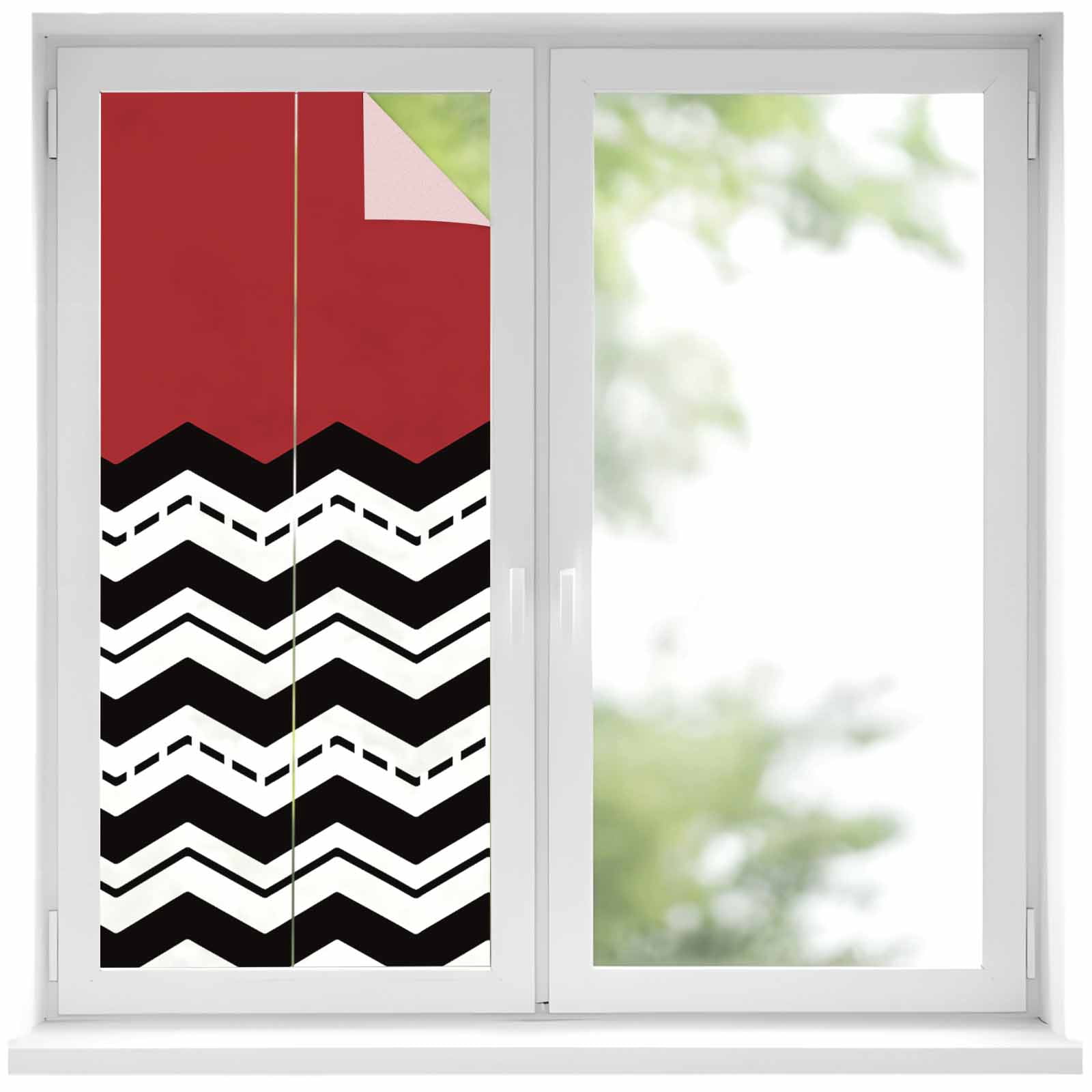 Black White Chevron Window Privacy Film, Geometric Red Sea Wavy Striped ...