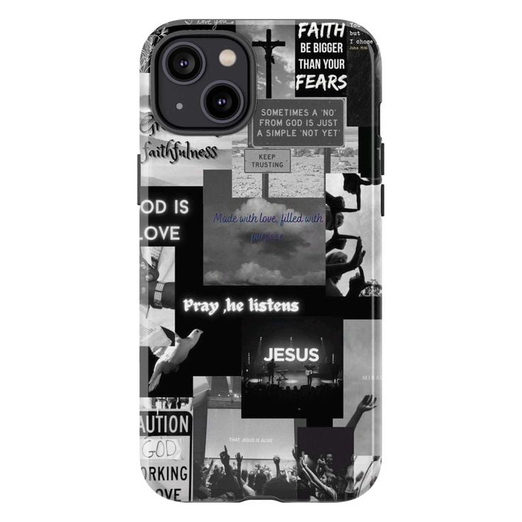 Black & White Christian Collage Phone Case, Bible Verses & Faith Quotes ...