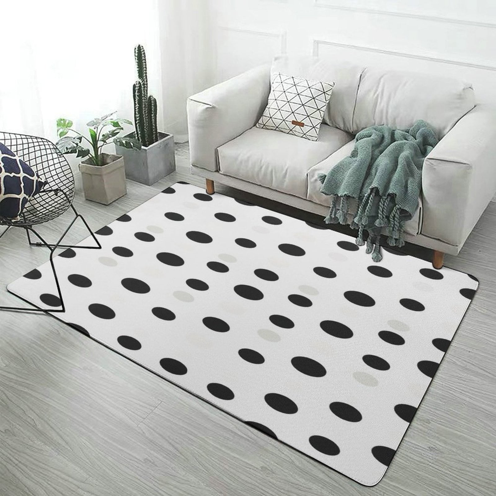 Black White Circles Pattern Carpet Large Size Living Room American ...
