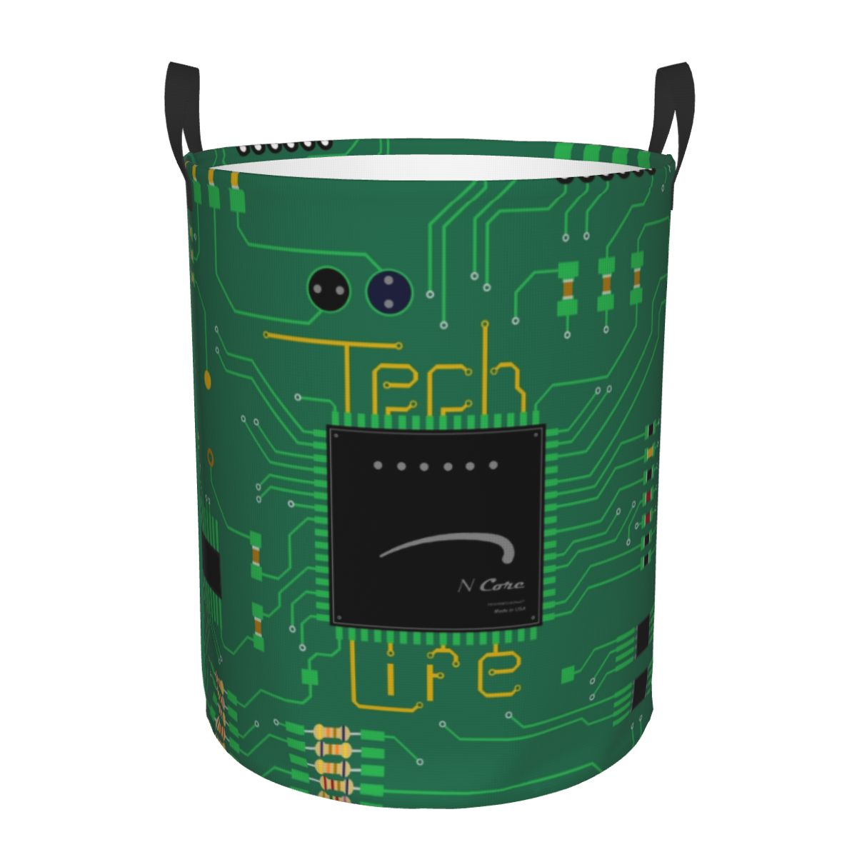 Black White Circuit Board Laundry Basket Foldable Computer Motherboard ...