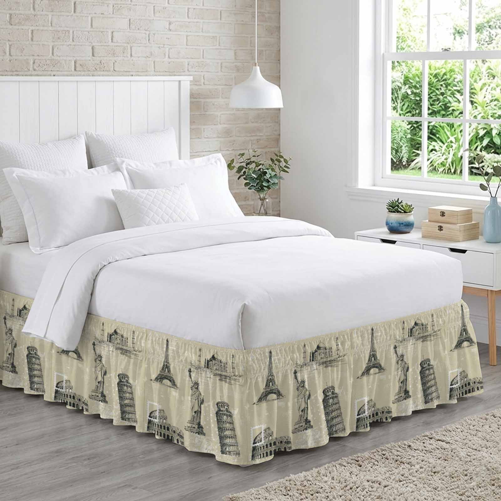 Black White City Bed Skirt California King Size 18 Inch Drop, Modern ...