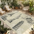 Black White City Outdoor Rug, Modern Black Architecture Khaki Non-Slip ...