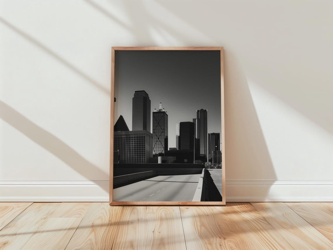 Black White Cityscape Modern Urban Skyline Wall Art Monochrome Office ...