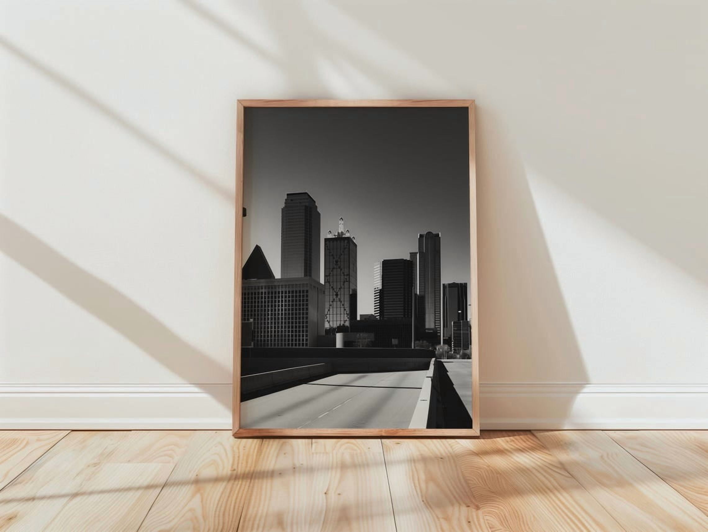 Black White Cityscape Modern Urban Skyline Wall Art Monochrome Office ...
