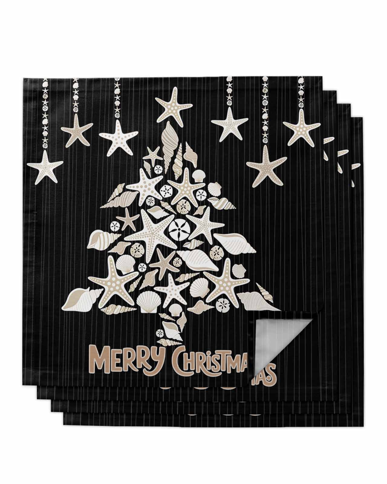 Black White Coastal Cloth Napkins Set of 4 Reusable Dinner Napkins ...