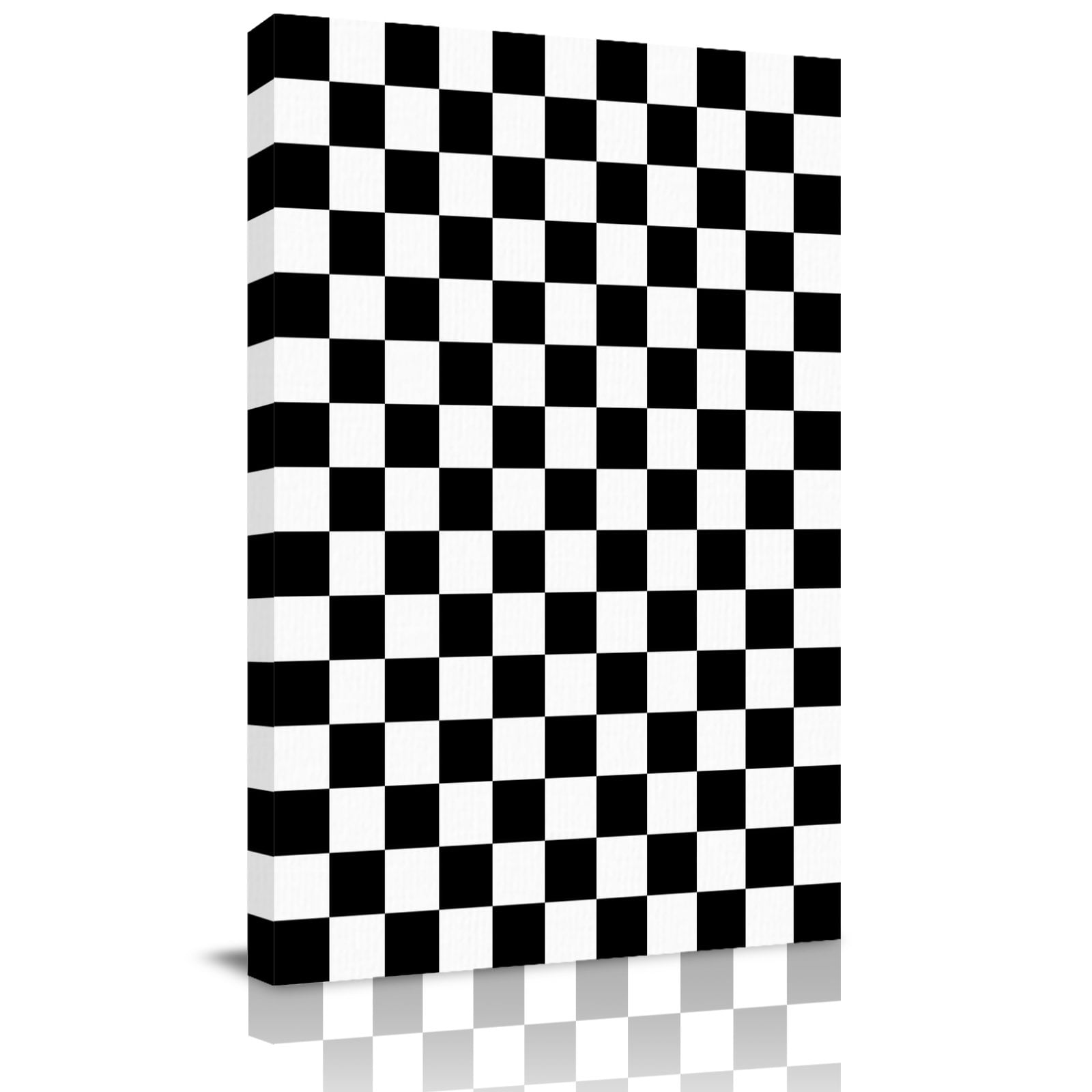 Black And White Color Blocks Canvas Wall Art for Living Room, Plaid ...
