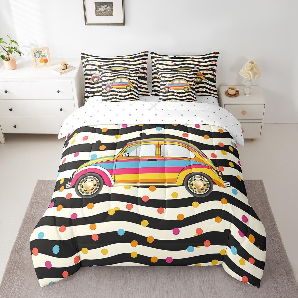 Black White Comforter Set Unicorn Rainbow Bed Sheet Spring Garden ...
