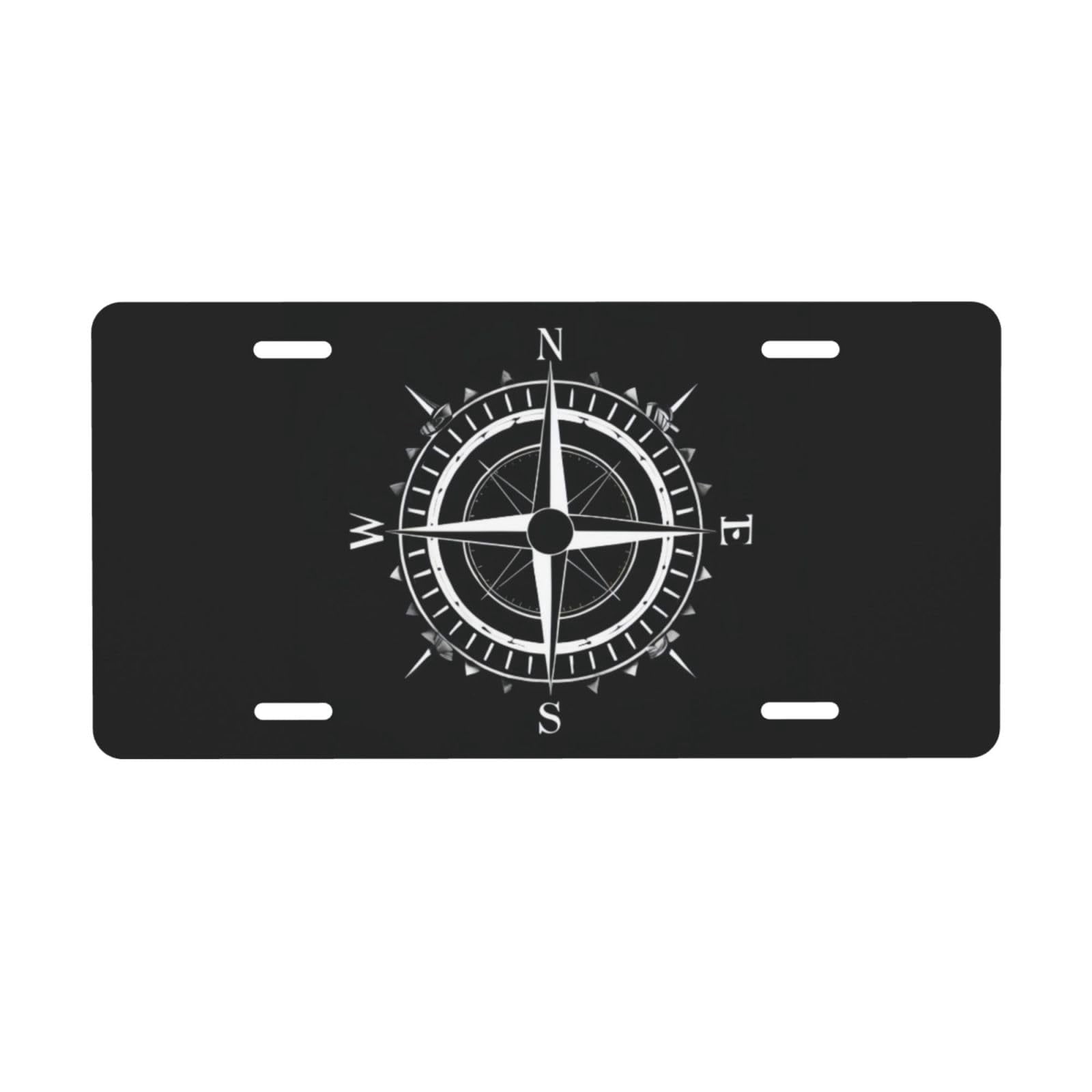 Black White Compass License Plate, Decorative Car Front License Plate ...