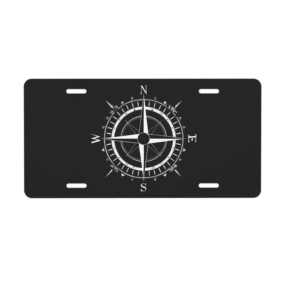 Black White Compass License Plate, Decorative Car Front License Plate ...
