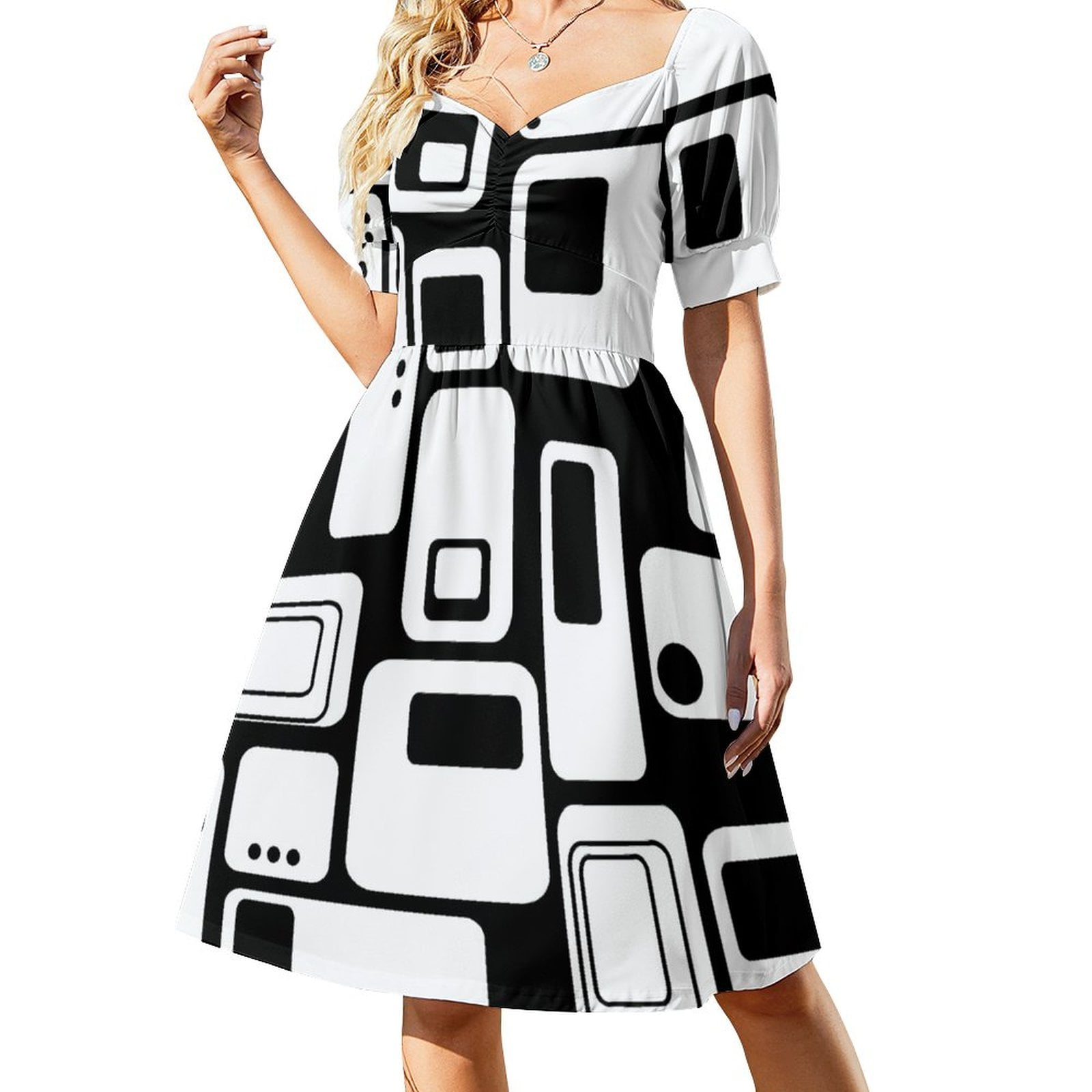 Black White Contrast Abstract Dress summer dresses for women 2024 ...