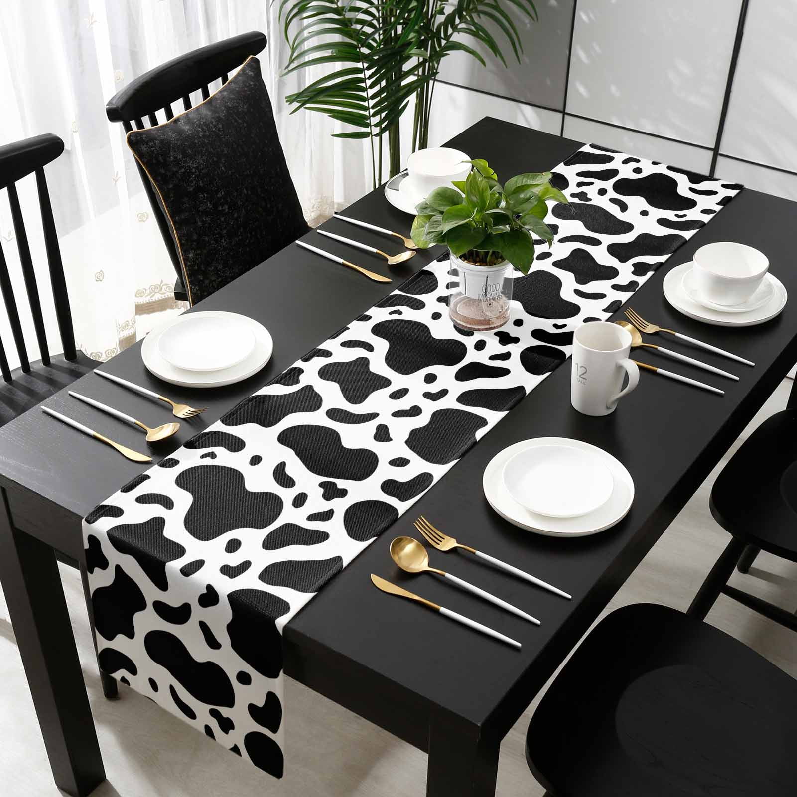 Black and White Cotton Linen Small Table Runner 13 x 60 inch Farmhouse ...