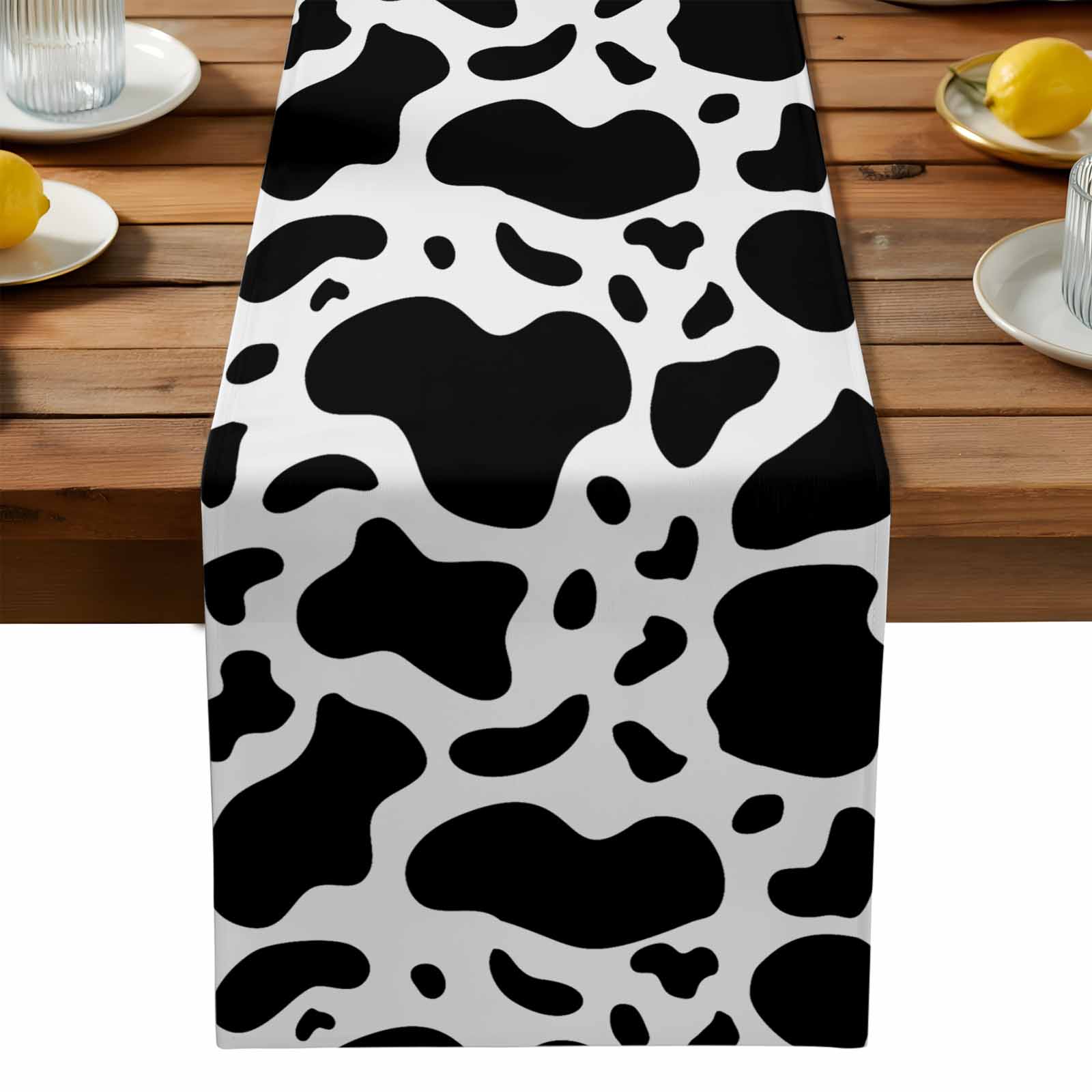 Black and White Cotton Linen Table Runner for Dining Kitchen, Farmhouse ...