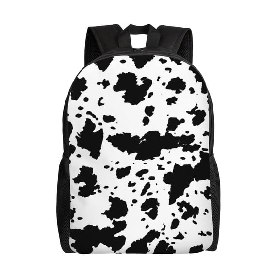 Black White Cow Backpack Full Front Print Travel Laptop Bag for Men and ...