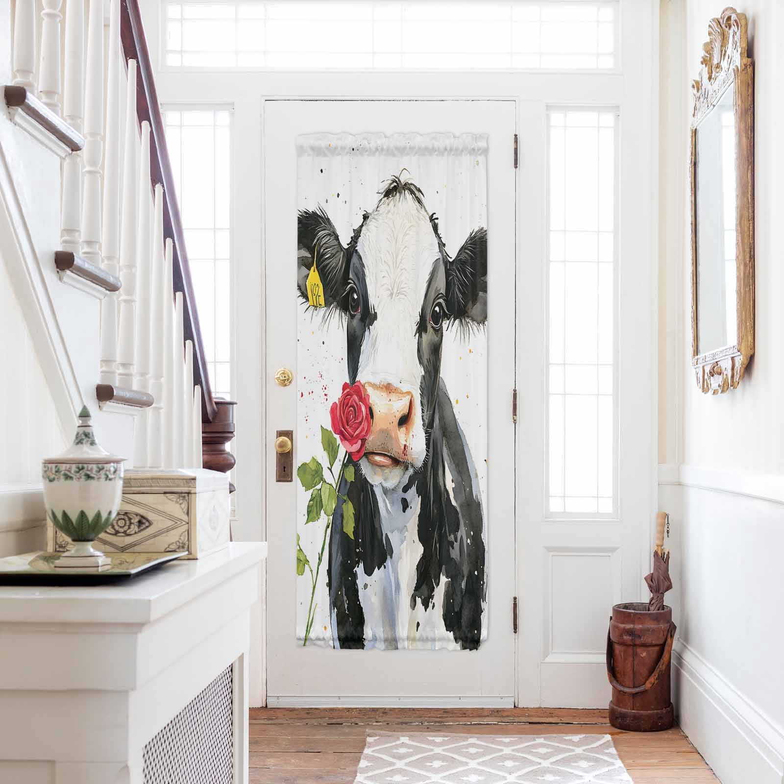 Black White Cow Door Curtains for Door Window, French Sidelight Front ...