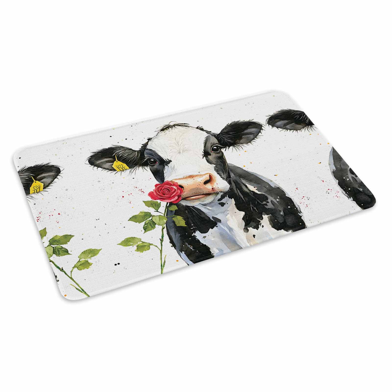 Black White Cow Doormat Outdoor Entrance 16"x24", Spring Farmhouse ...