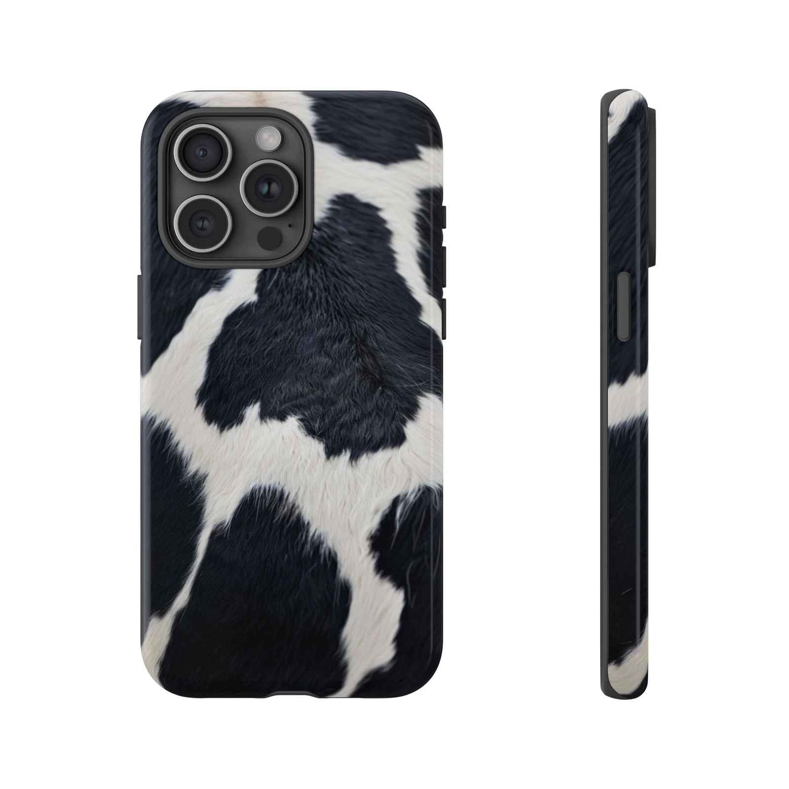 Black White Cow Hide Skin Phone Case for iPhone 17 11 12 13 14 15 16 ...