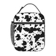 Black White Cow Lunch Bag Reusable Thermal Lunch Box with Handle for ...