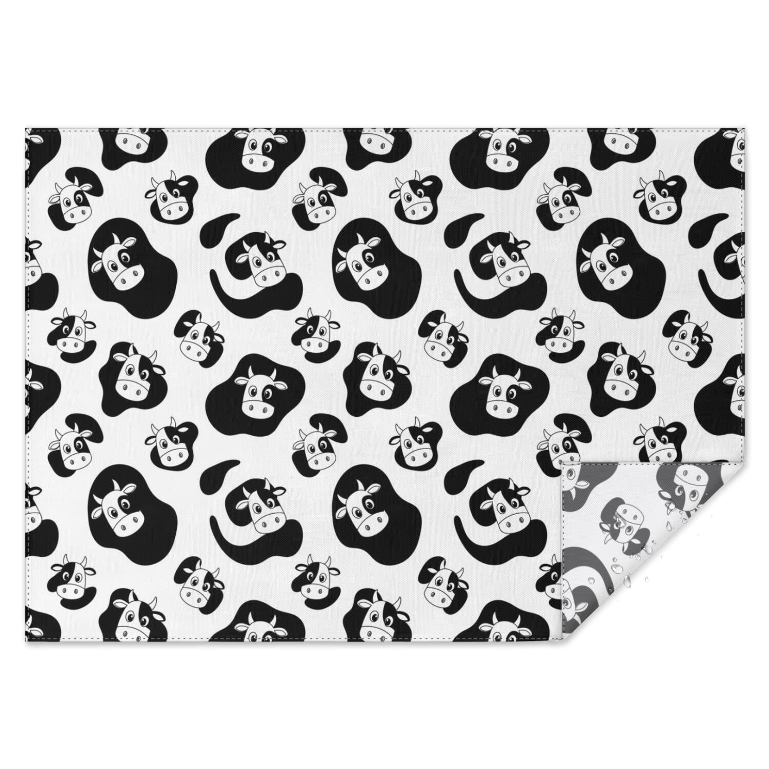 Black White Cow Pattern Rectangle Tablecloth 60"x84",Waterproof ...