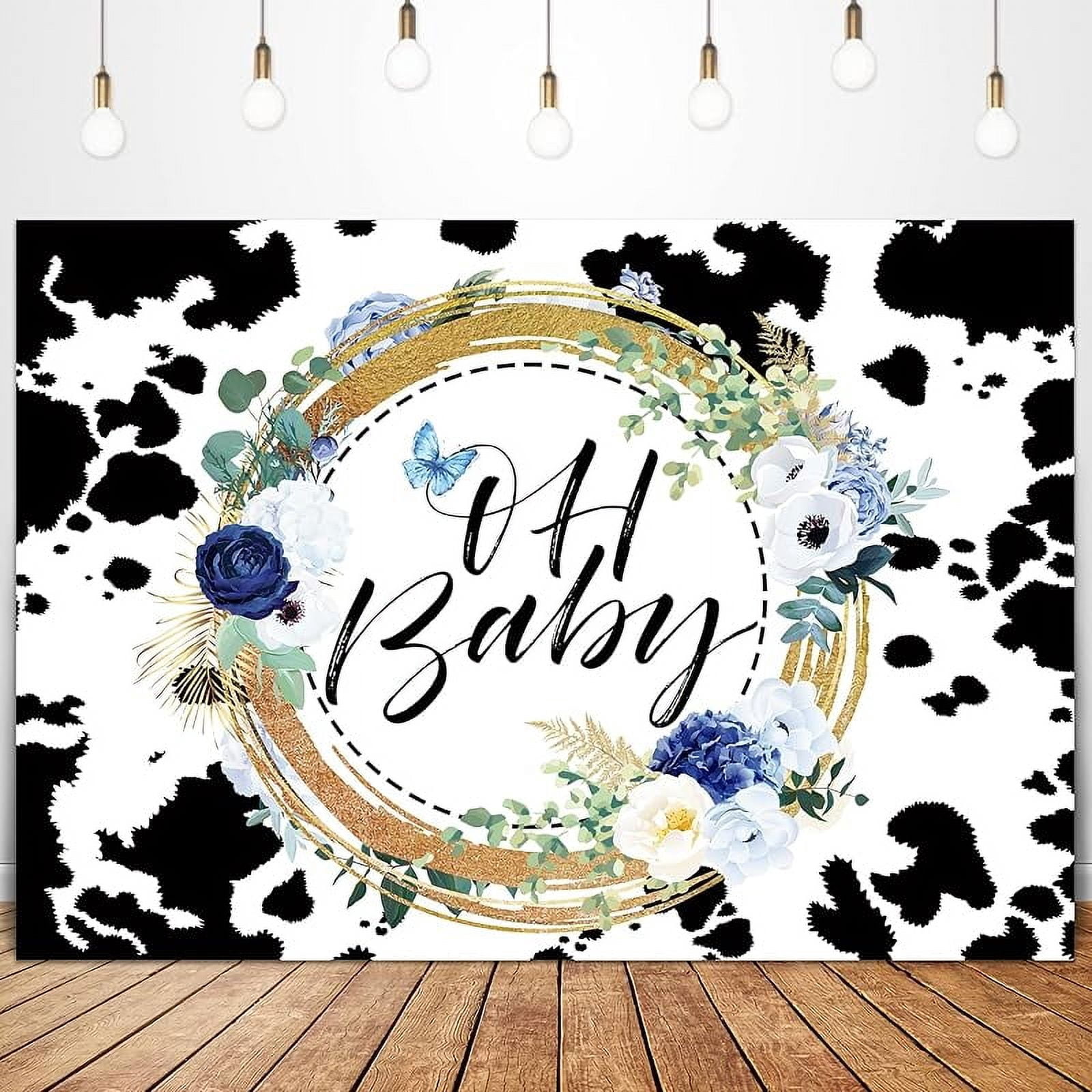 Black and White Cow Photography Background Oh Baby Theme Photo Backdrop ...