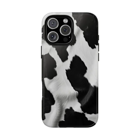 Black White Cow Print Farm Style Phone Case with iPhone 11-17 Pro Max ...