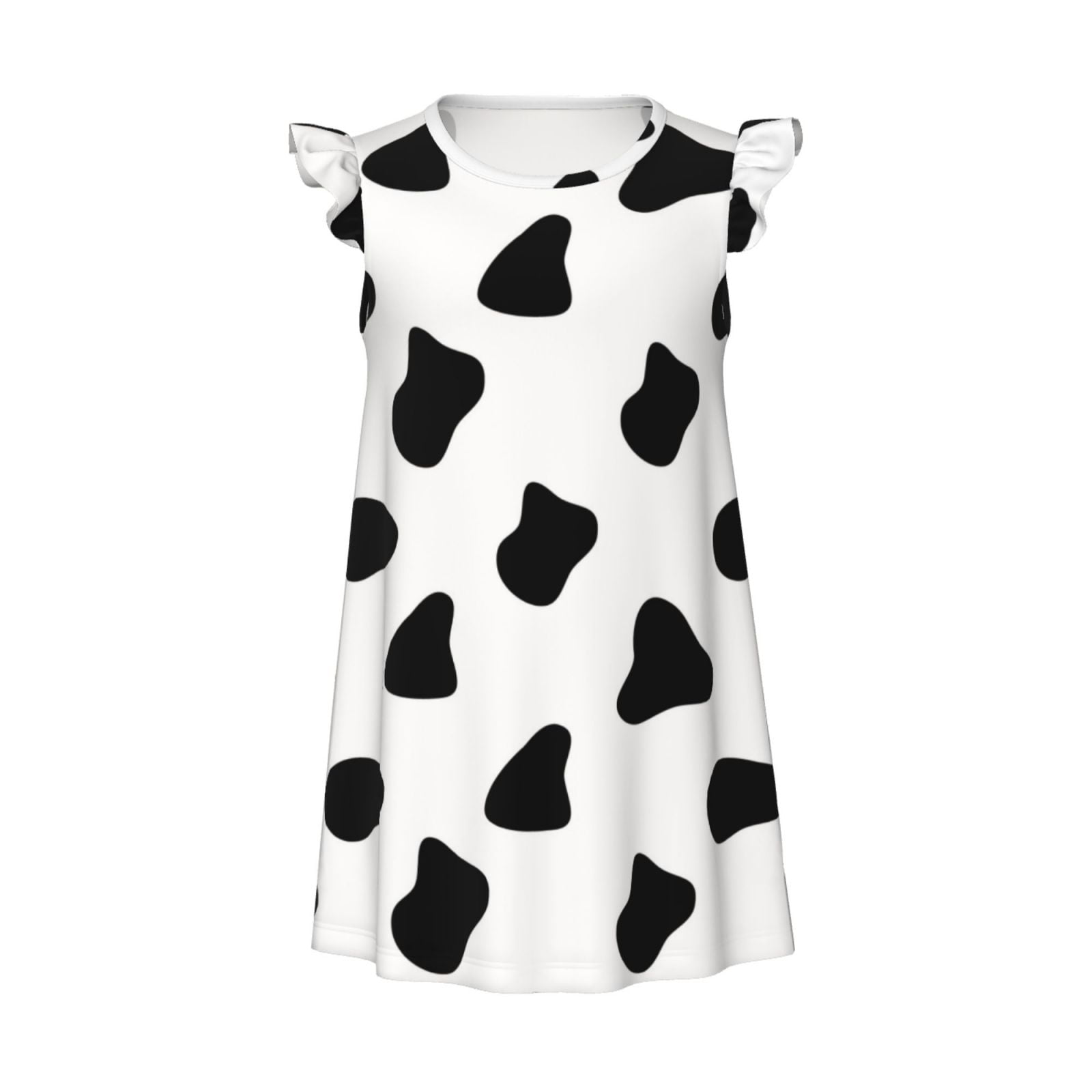 Black White Cow Print Girls Nightgowns, Pajamas for Girls, Soft Flutter ...