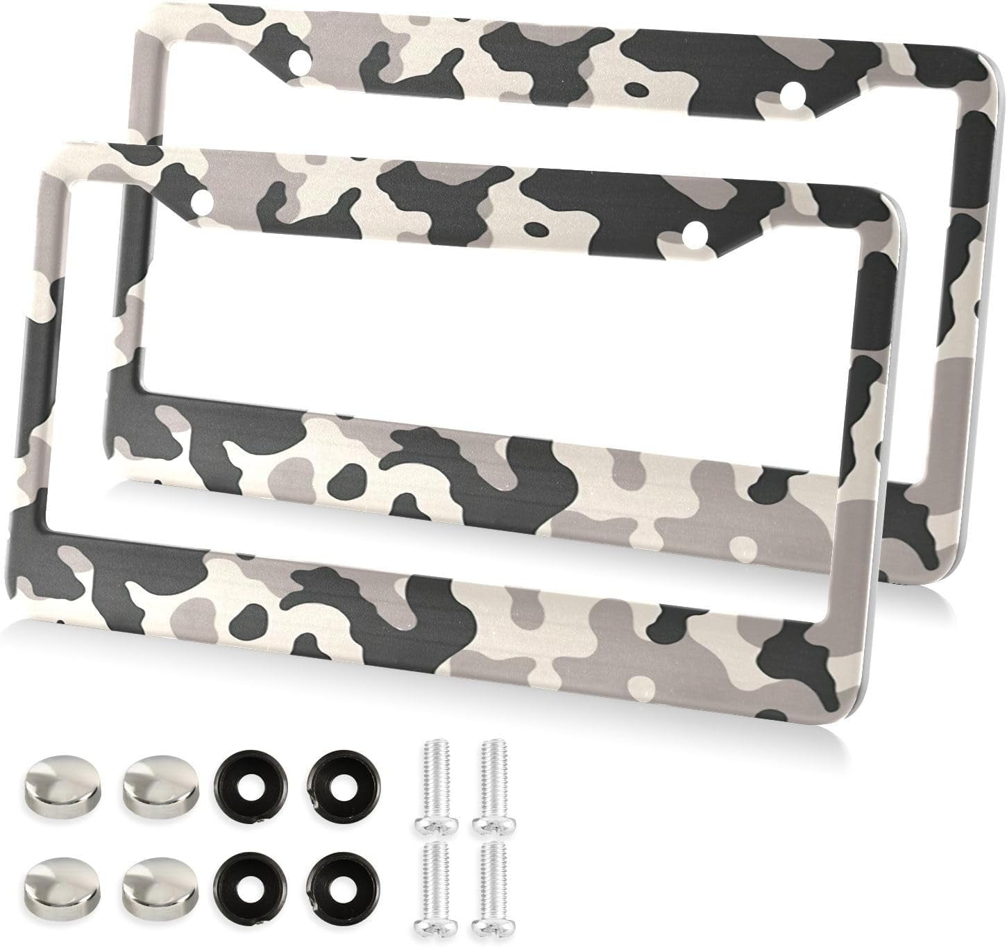 Black White Cow Print License Plate Frame, Aluminum Car Tag Frames, 2 ...