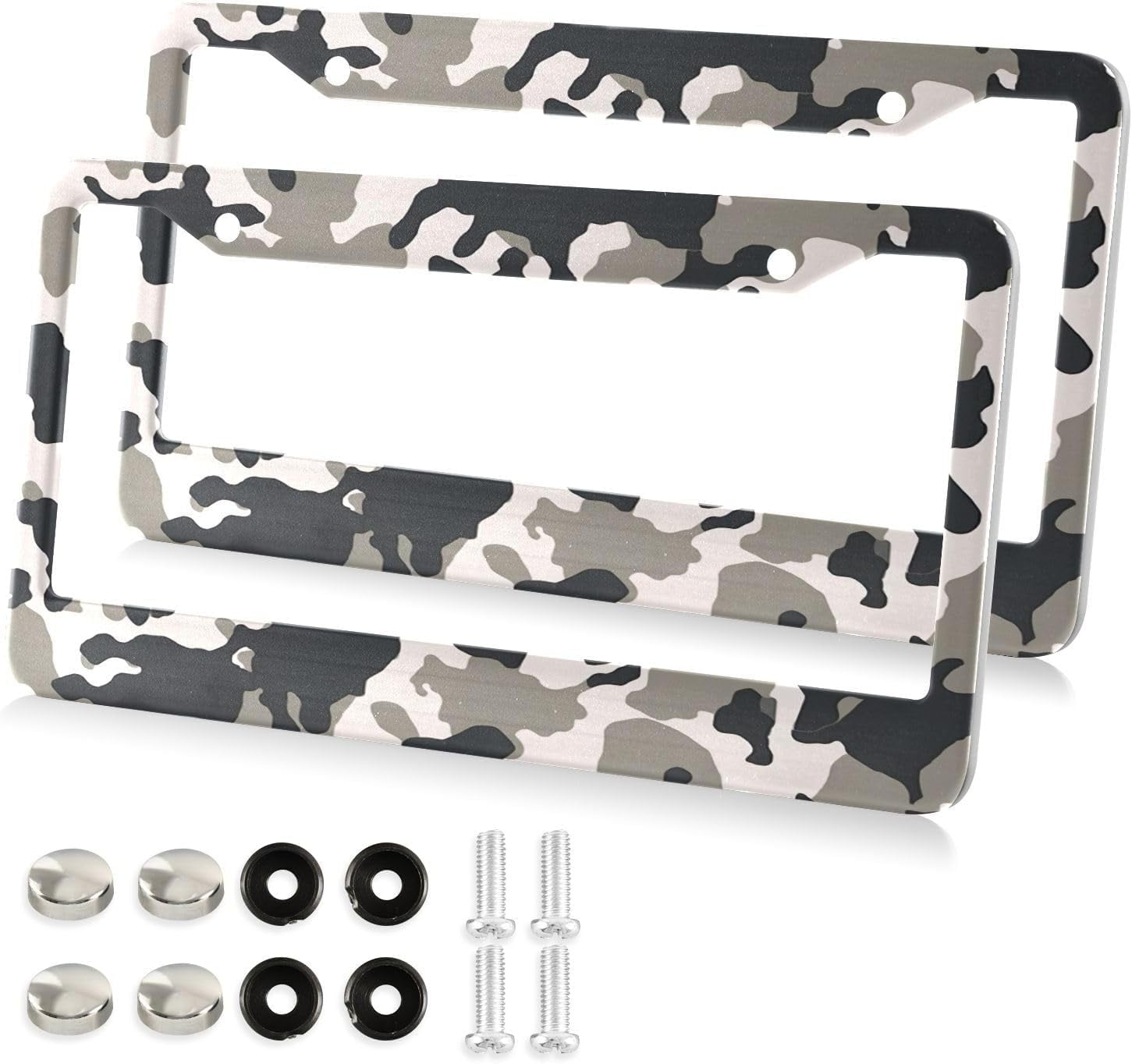 Black White Cow Print License Plate Frame, Aluminum Car Tag Frames, 2 ...