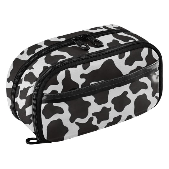 Black White Cow Print Pattern PVC Pencil Case Water-Repellent Clear ...