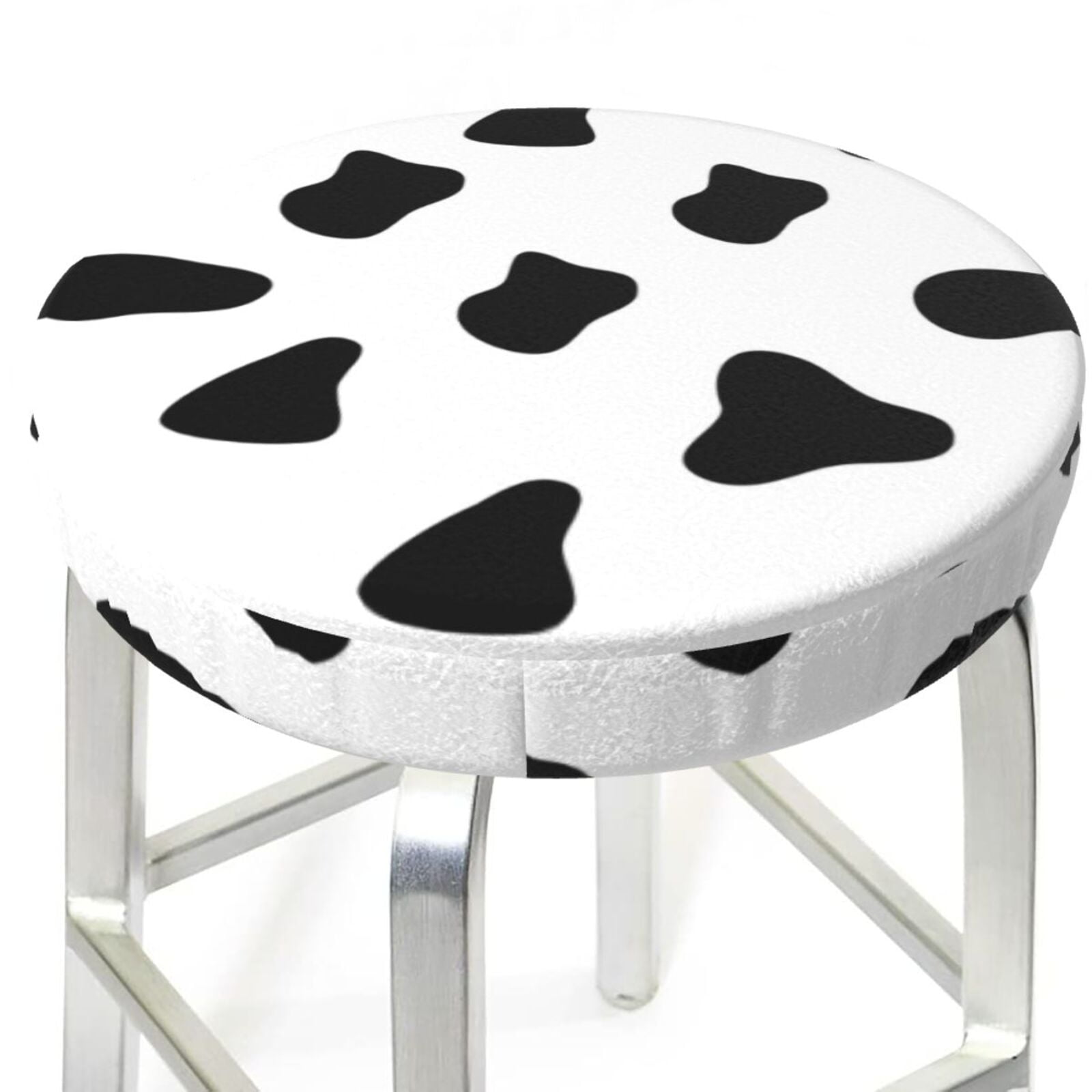 Black White Cow Print Round Bar Stool Covers, Soft Velvet Bar Stool ...
