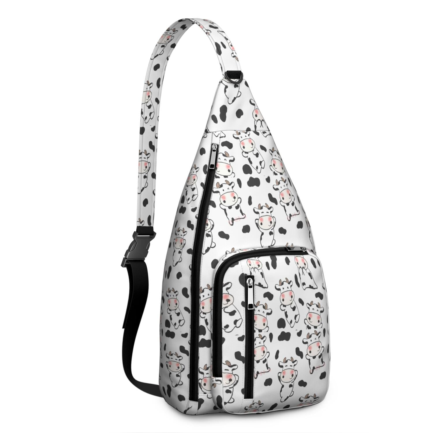 Black & White Cow Print Shoulder Bag - Cute Farm-Themed Crossbody Sling ...