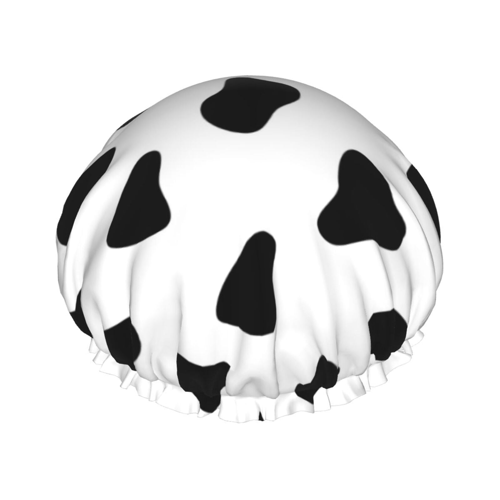 Black White Cow Print Shower Cap for Women, Double Waterproof Layers ...