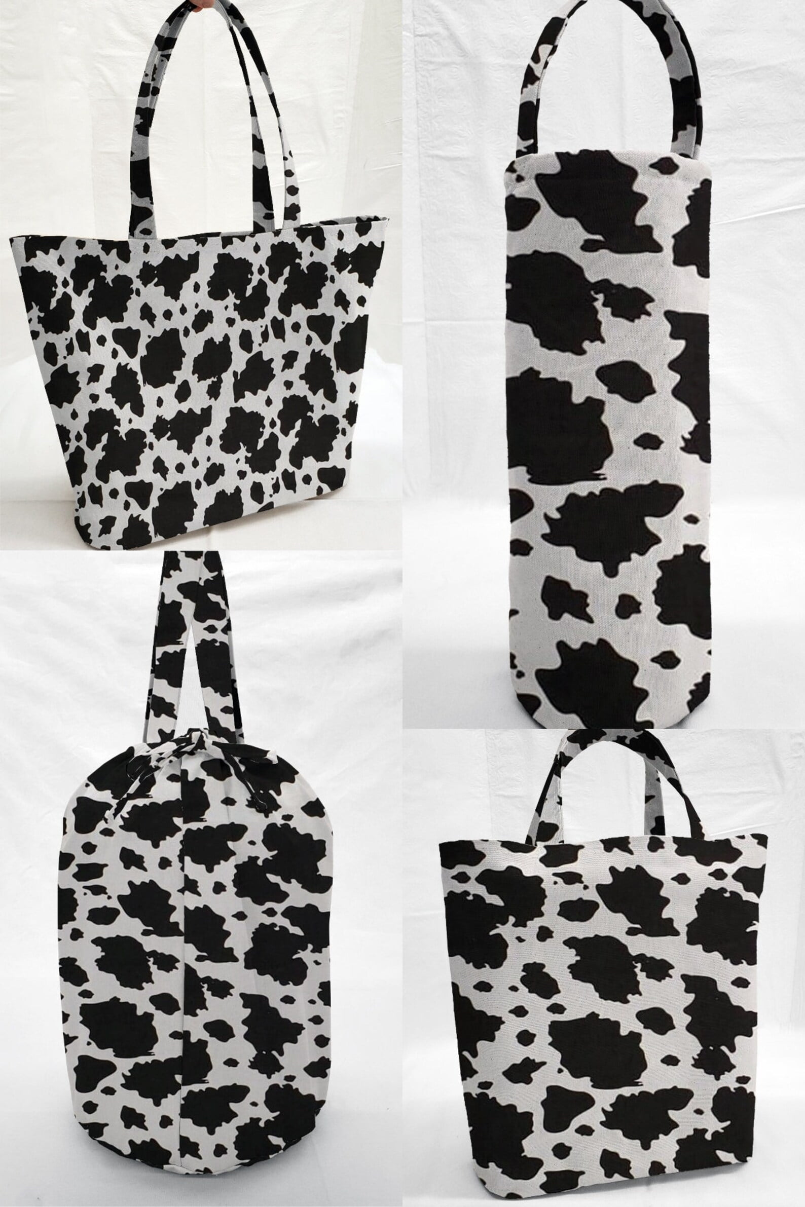 Black & White Cow Spots Reusable Fabric Gift Bags and/or Tote Bags ...