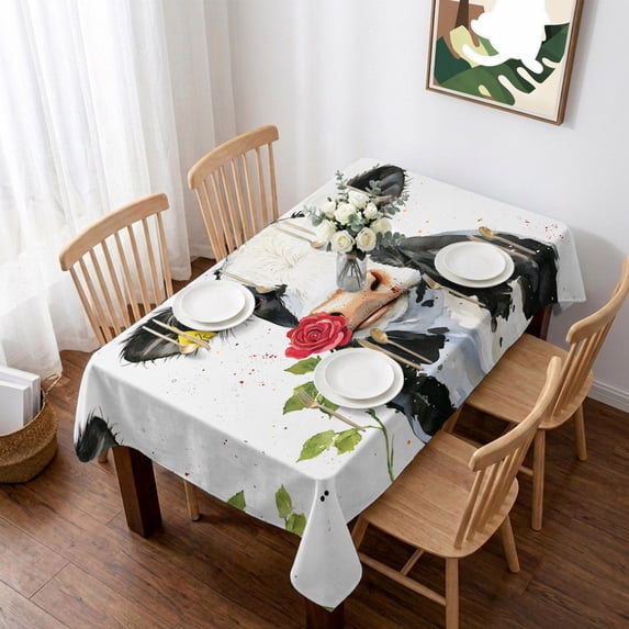 Black White Cow Table Cloth Waterproof Tablecloths, Spring Farmhouse ...