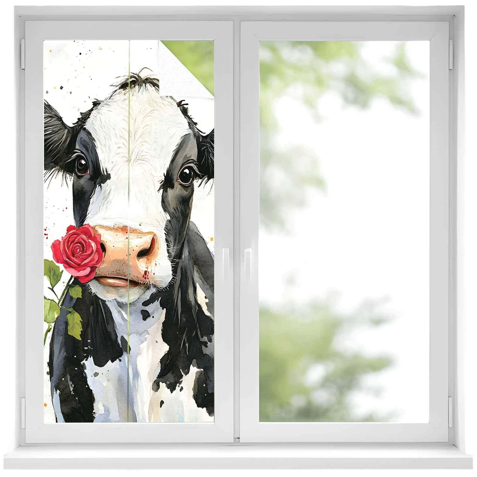 Black White Cow Window Privacy Film, Spring Farmhouse Animals Printed ...