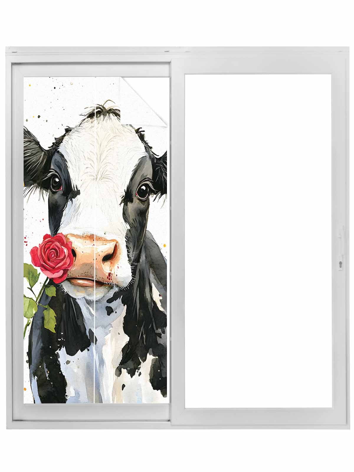 Black White Cow Window Privacy Film, Spring Farmhouse Animals Printed ...