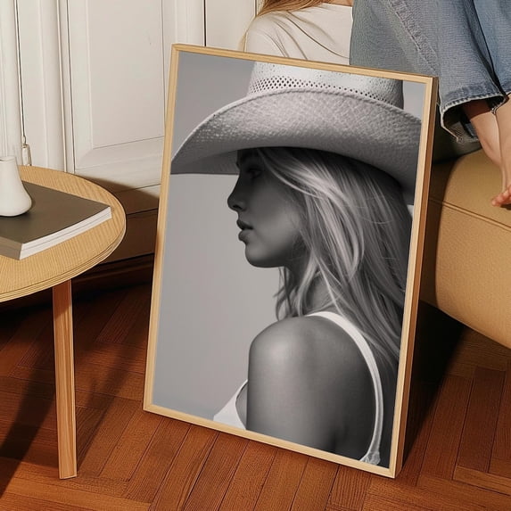 Black White Cowgirl Fashion Western Wall Art, Unframed Canvas Size ...