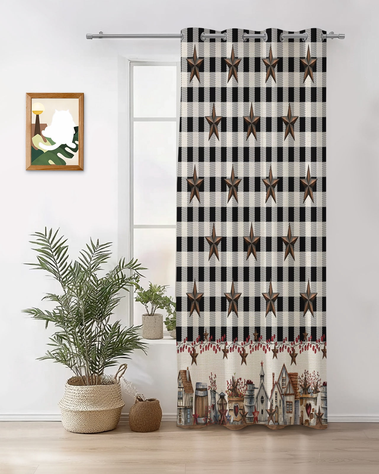 Black White Curtains 36 inches Long for Living Room Bedroom Buffalo ...