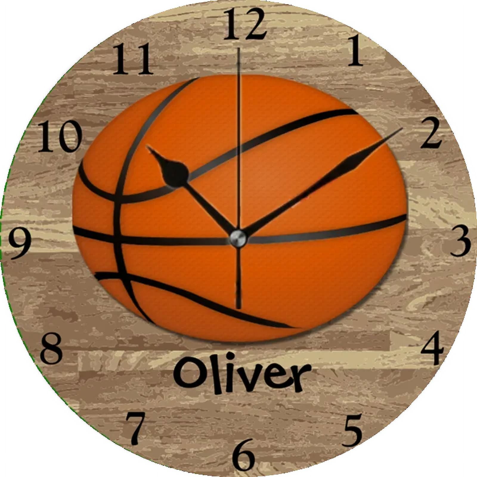 Black White Custom Name Number Basketball Wall Clock Personalized Big ...