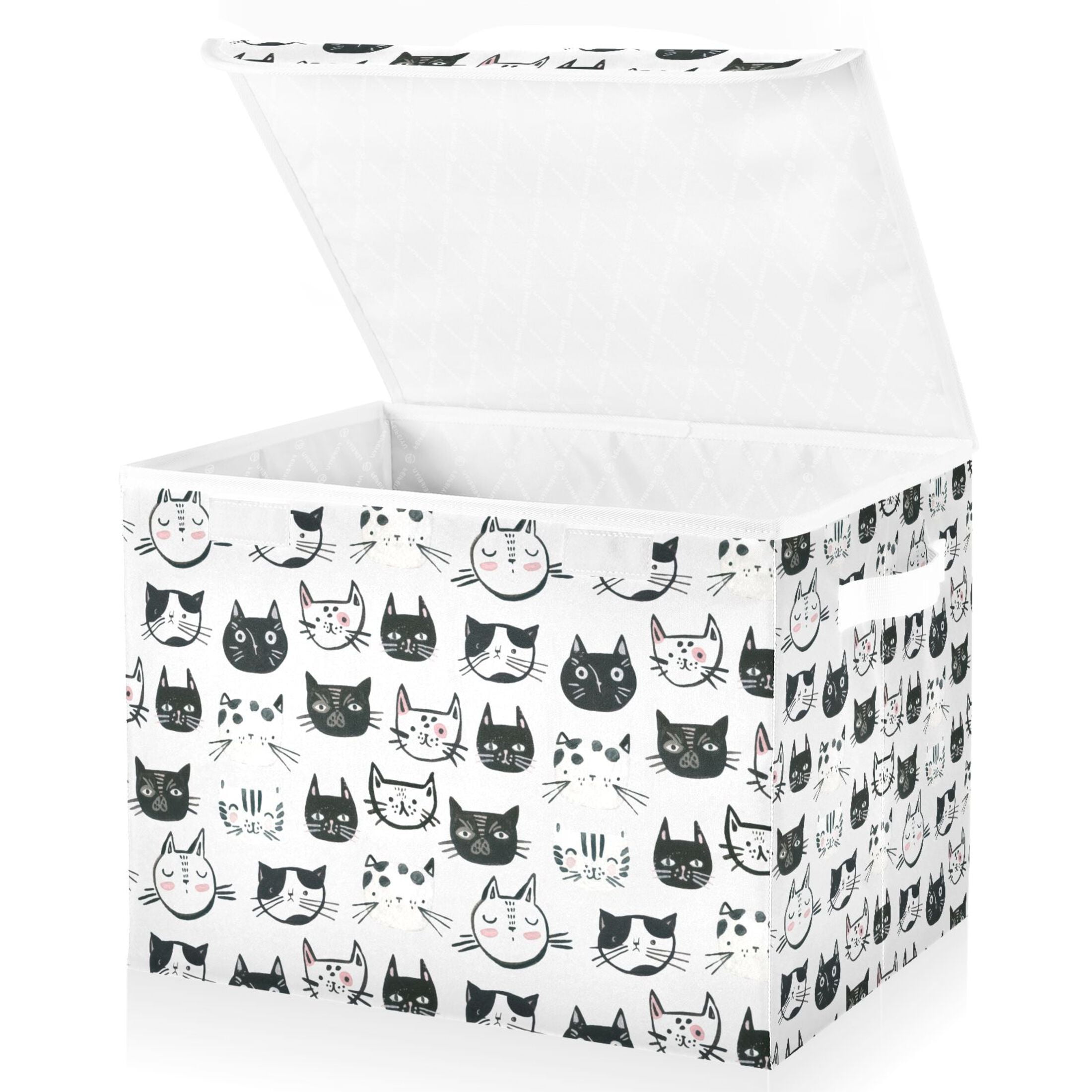 Black and White Cute Cats Large Lidded Storage Bin Foldable Storage ...
