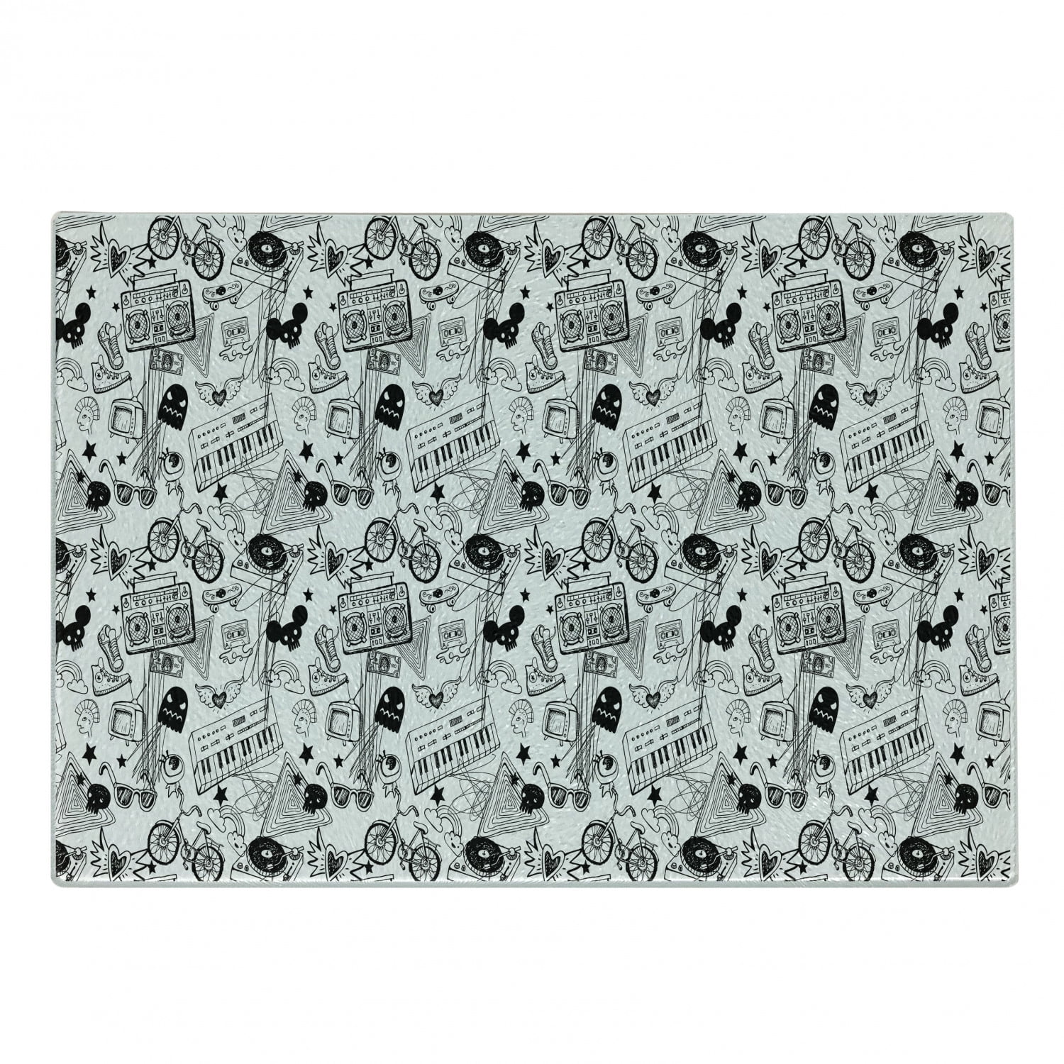 Black and White Cutting Board, Punk Teenage Pattern Cassette Keyboard ...