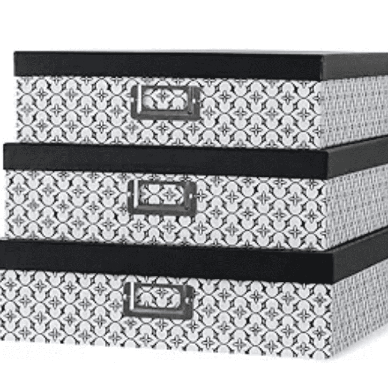 Black and White D rative Storage Boxes with Lids for Organizing, Set of ...