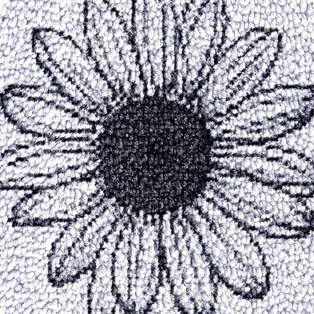 Black and White Daisy Flower Latch Hook Rug kits Color Printed Crochet Yarn Needlework DIY ...